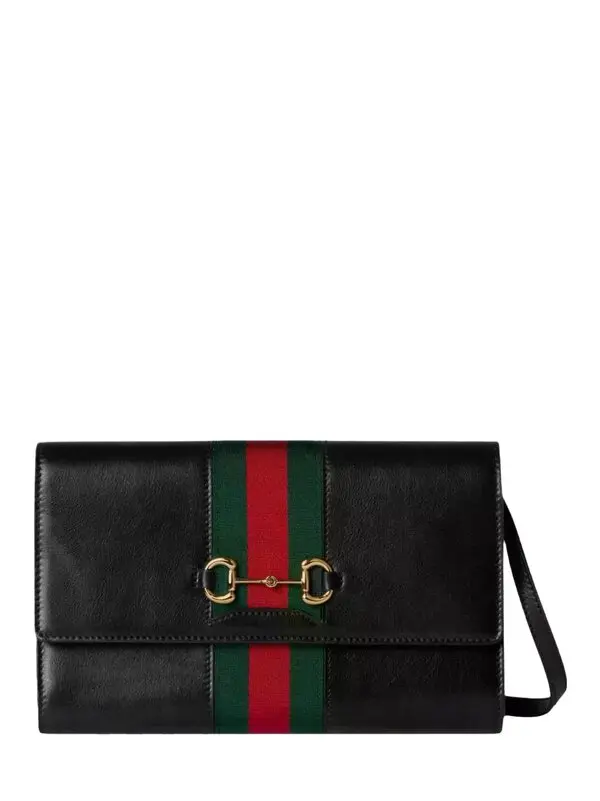Gucci Horsebit Web Shoulder Bag - Black