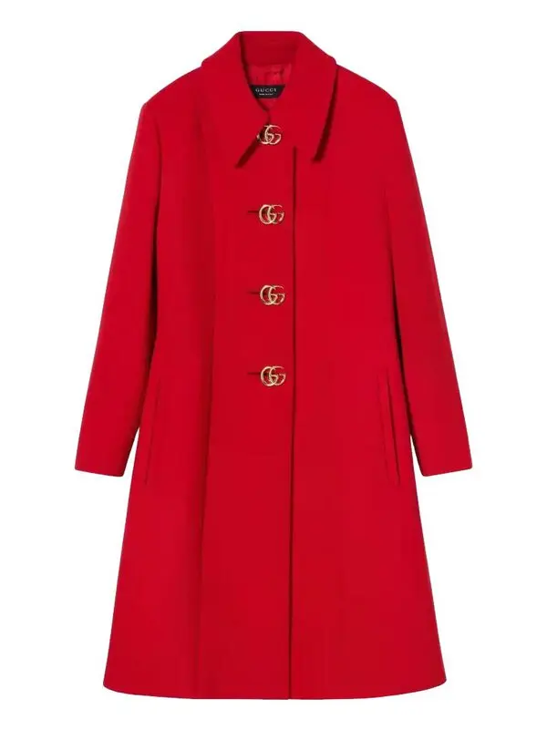 Gucci Wool Coat With Double G Buttons - Red