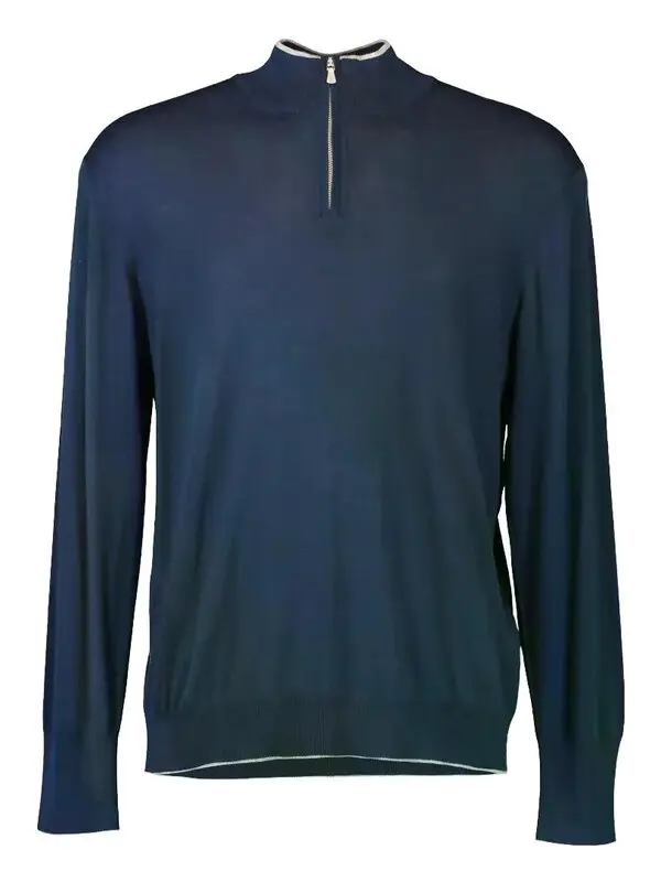 Eleventy Half-zip Long-sleeve Sweater - Blue