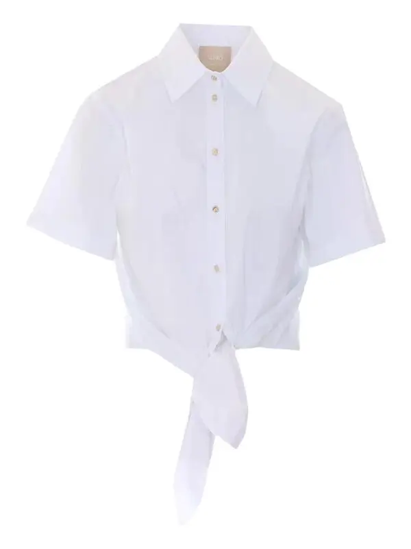 Liu Jo Cropped Front-tie Shirt - White