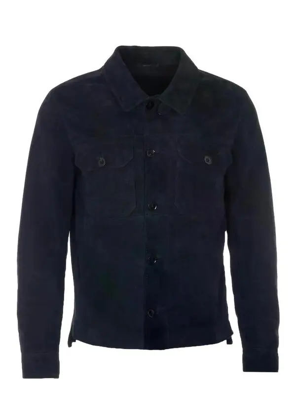 TOM FORD Suede Button-up Jacket - Blue