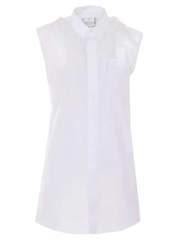 Sacai Tulle-panelled Sleeveless Dress - White