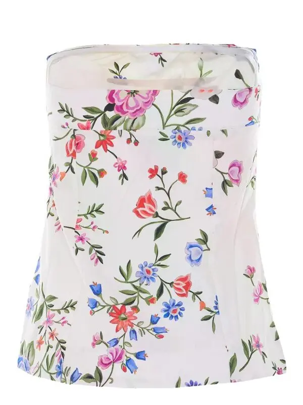 Liu Jo Floral Print Strapless Top - White