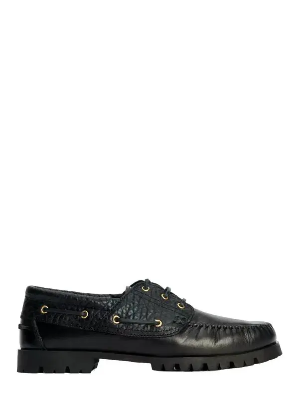 VINNY'S Aztec Crocodile-effect Boat Shoes - Black