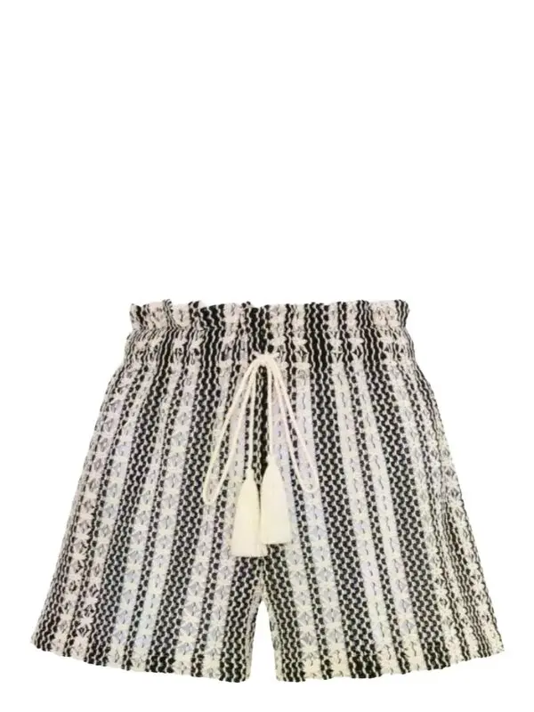 PALMACEA Striped Knit Shorts With Tassels - Neutrals