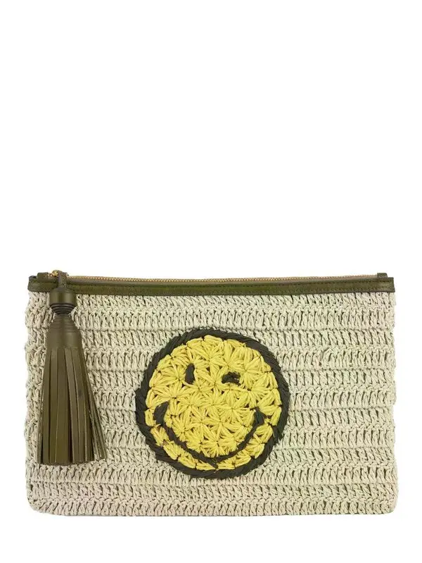 ANYA HINDMARCH Wink Raffia Clutch - Neutrals