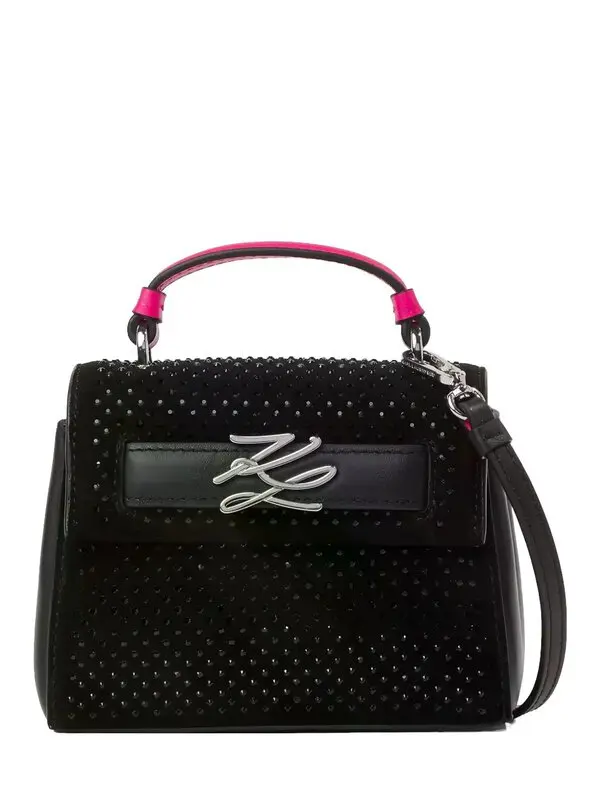 Karl Lagerfeld K/autograph Rhinestone-embellished Shoulder Bag - Black
