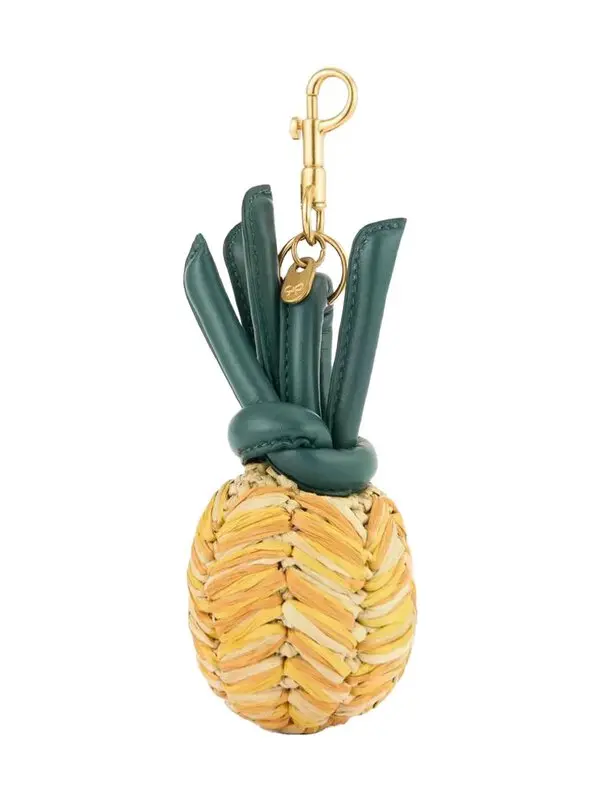 ANYA HINDMARCH Pineapple-shaped Raffia Bag Charm - Yellow