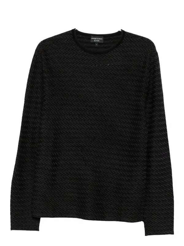 Emporio Armani Patterned Knit Sweater - Black