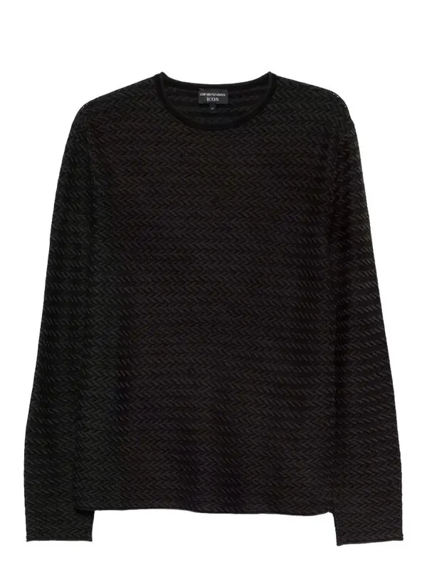 Emporio Armani Patterned Knit Sweater - Black