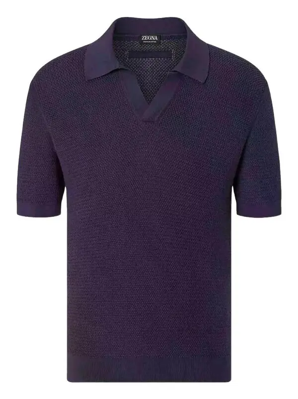 Zegna Waffle-knit V-neck T-shirt - Purple