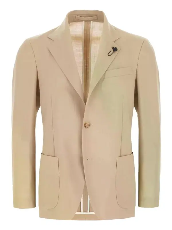 LARDINI Flower-pin Single-breasted Jacket - Neutrals
