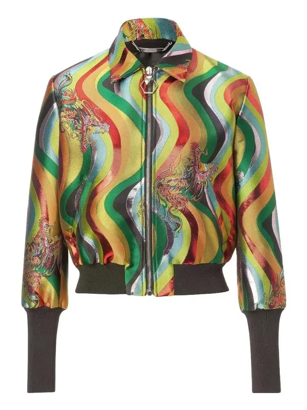 Philipp Plein Dragon Print Jacket - Green