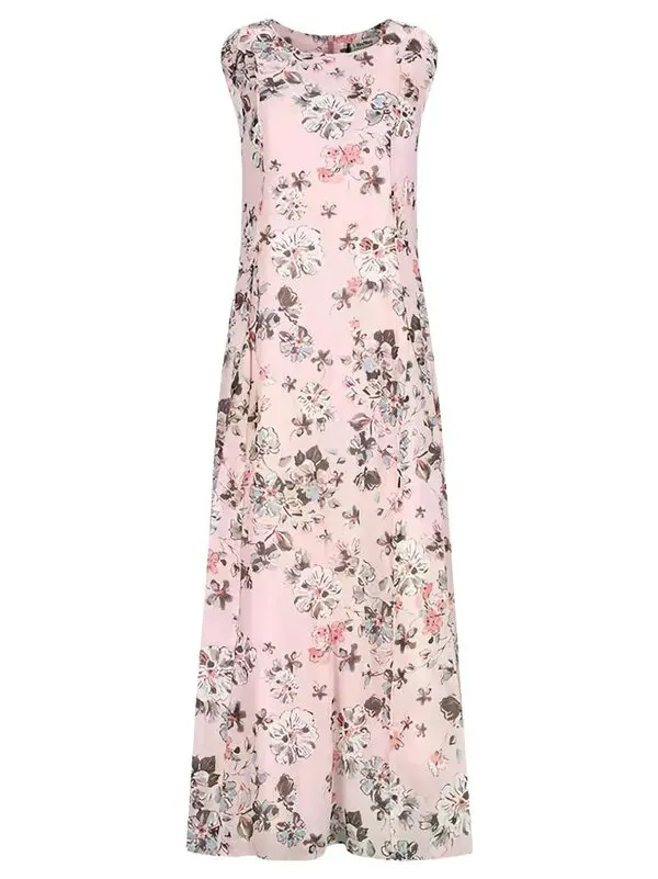 Max Mara Floral-print Cap-sleeve Maxi Dress - Pink