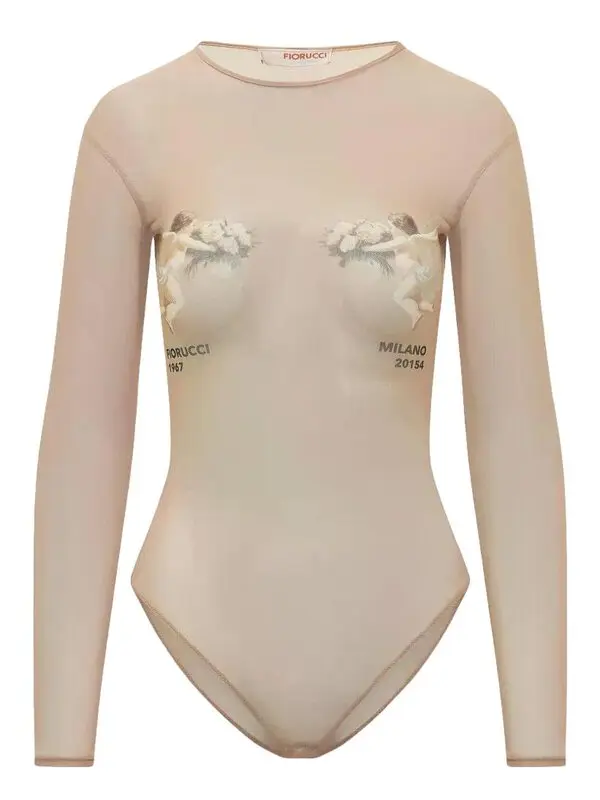Fiorucci Bouquet Cupid-print Bodysuit - Neutrals