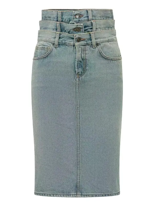Fiorucci Triple-waistband Denim Skirt - Blue