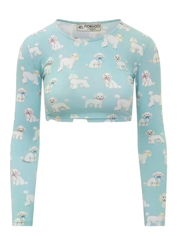 Fiorucci Poodle-print Cropped Top - Blue