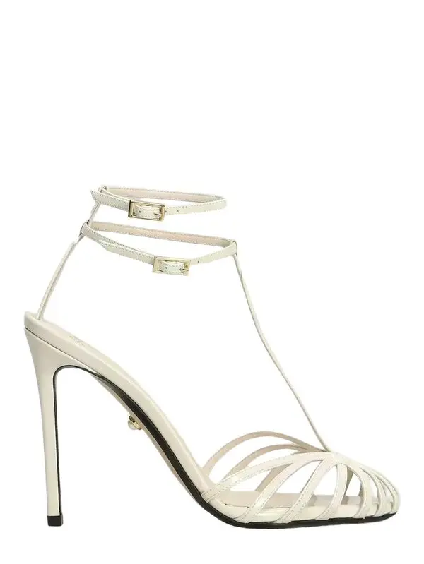 ALEVI MILANO Stella Leather Stiletto Heel Sandals - White