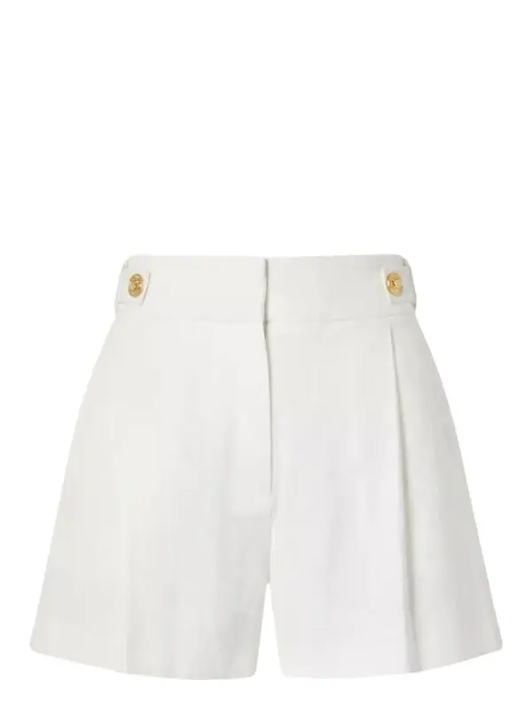 Elisabetta Franchi Logo Button Pleated Shorts - White