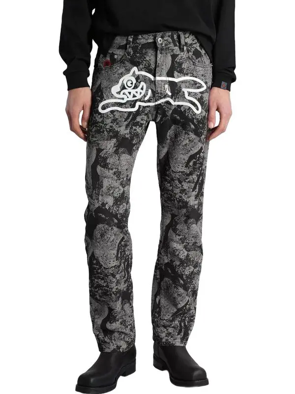 ICECREAM Abstract-print Jeans - Black
