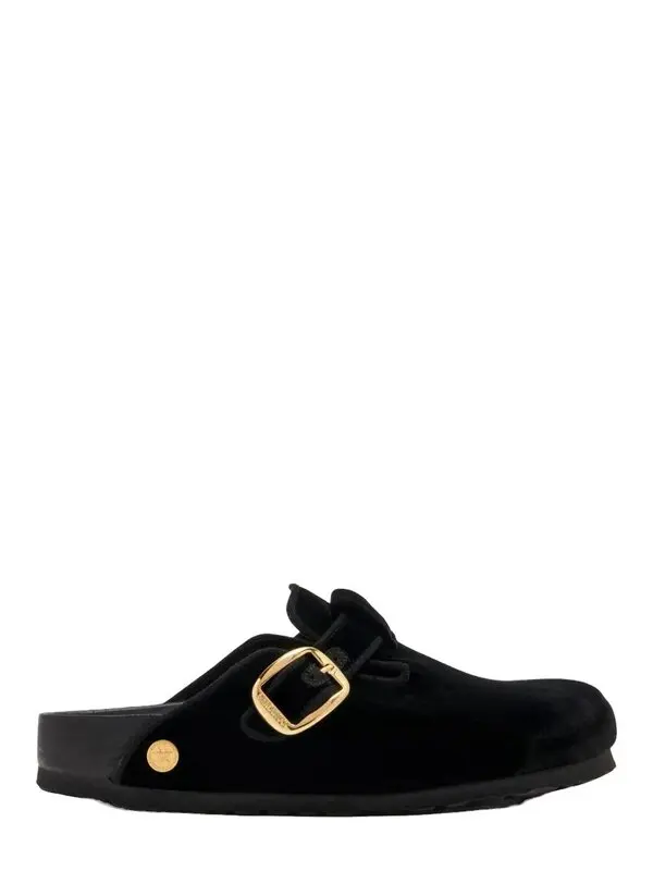 BIRKENSTOCK Buckle-detail Velvet Sandals - Black