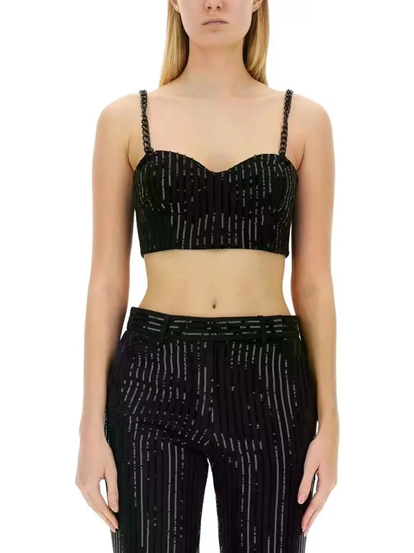 Michael Kors Chain-strap Bustier Top - Black