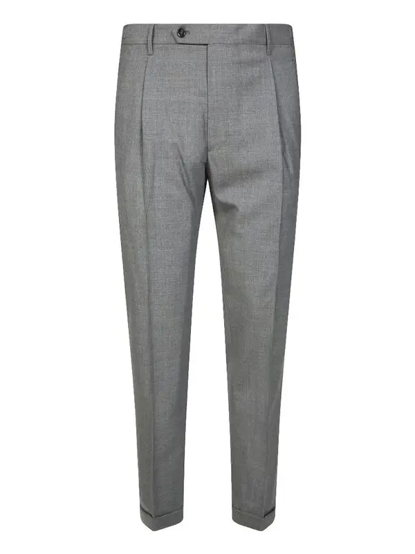 BERWICH Pleated Turn-up Trousers - Grey