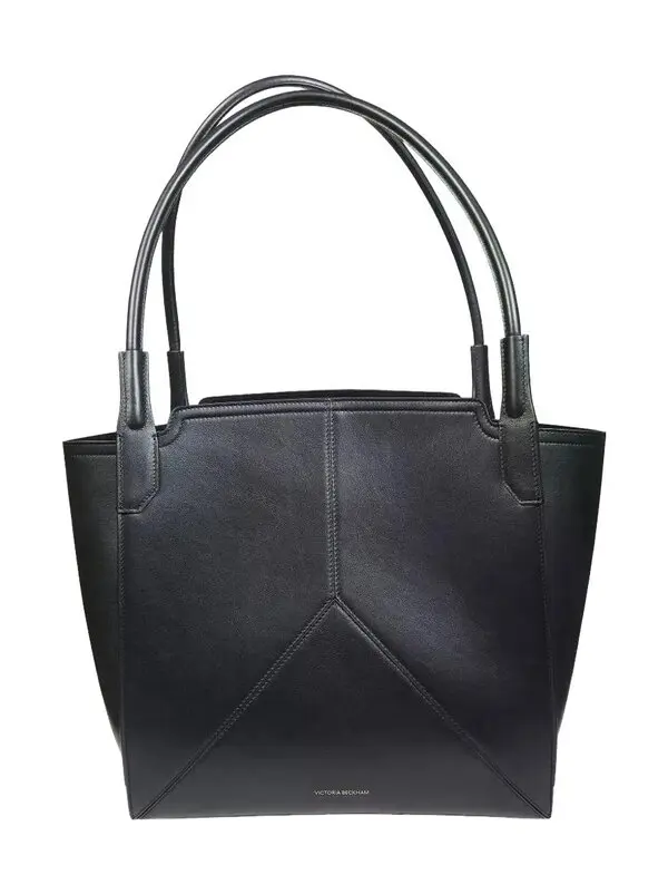 Victoria Beckham Topstitched Leather Tote Bag - Black
