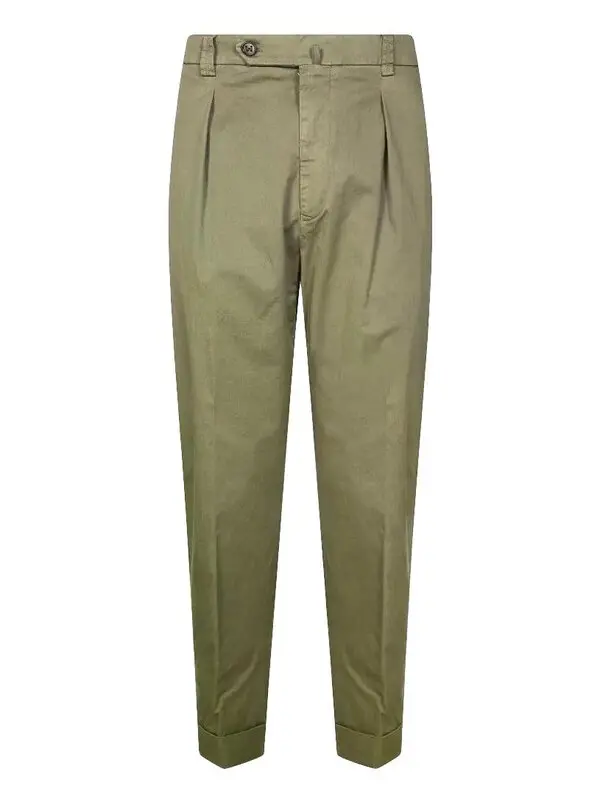 BERWICH Garment-dyed Pleated Trousers - Green
