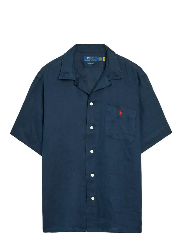 Polo Ralph Lauren Logo-embroidered Linen Shirt - Navy