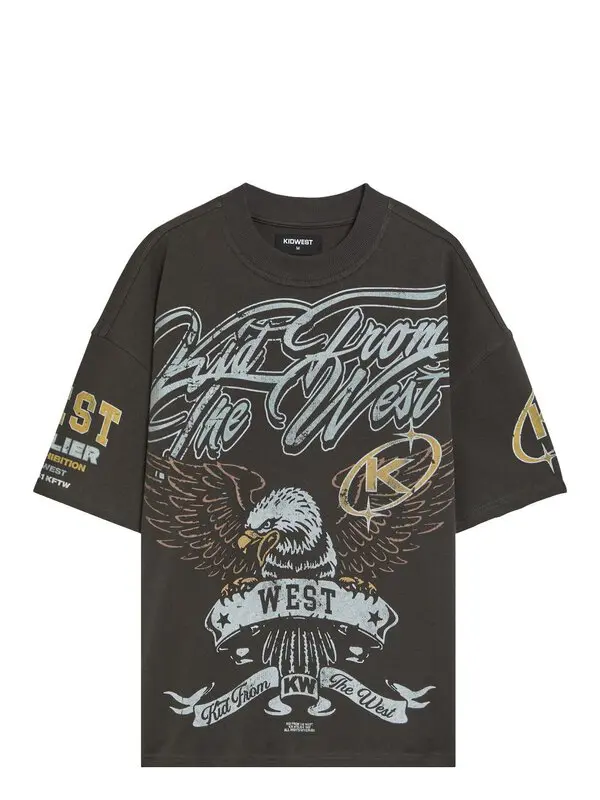 KIDWEST Eagle Atelier Printed Cotton T-shirt - Black