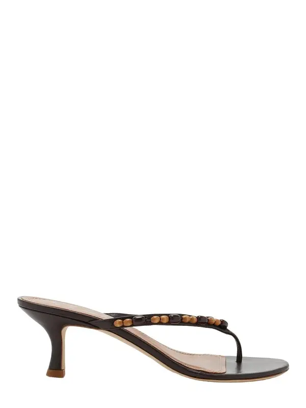 Staud Freja Beaded Thong Sandals - Brown