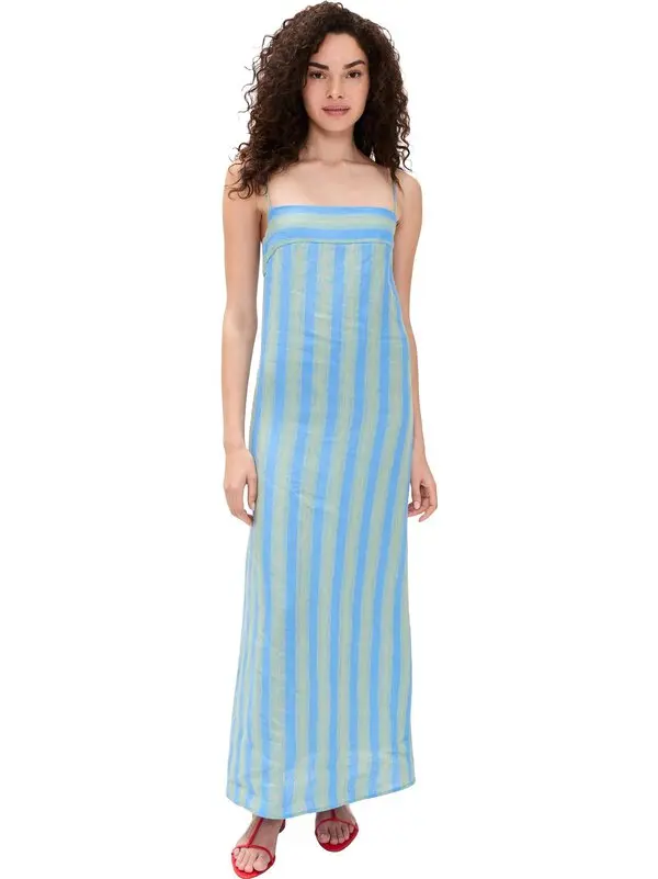 Staud Laura Linen Dress - Seaport Stripe