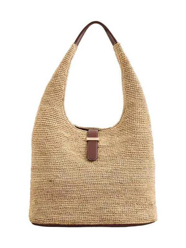Simkhai Khai Large Raffia Hobo Bag - Natural Sequoia
