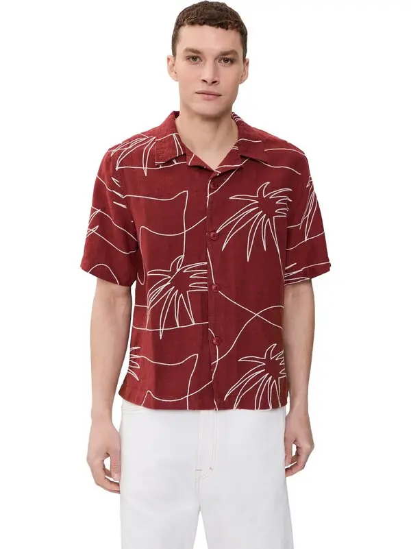 FAR AFIELD Veloso Embroide Palm Shirt - Red