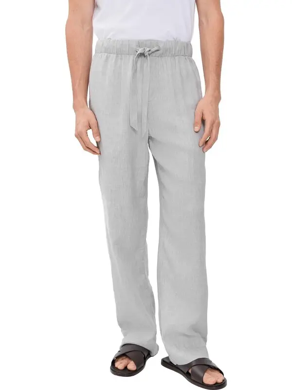 Frescobol Carioca Luan Linen Blend Lounge Pants - Light Melange Grey
