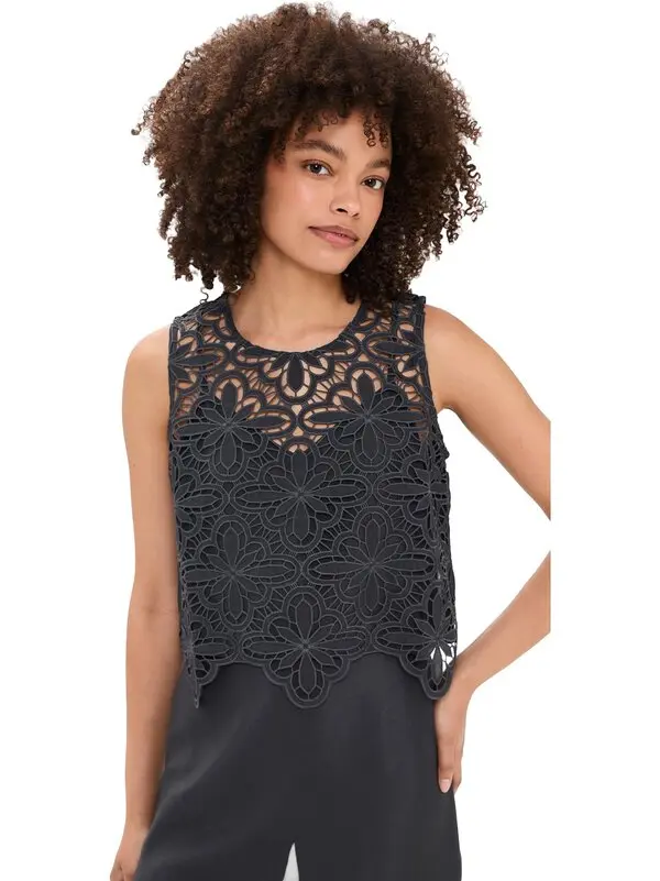 Splendid Eyelet Top - Lead