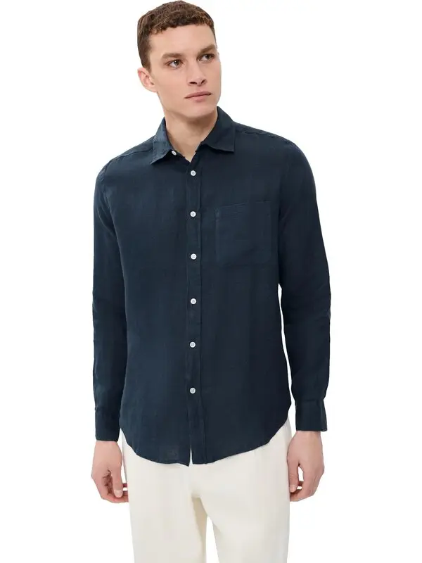 Portuguese Flannel Linen Shirt - Navy