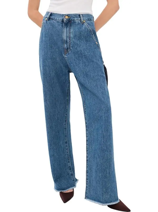 DARKPARK Sienna Loose Side Split Jeans - Blue Malibu