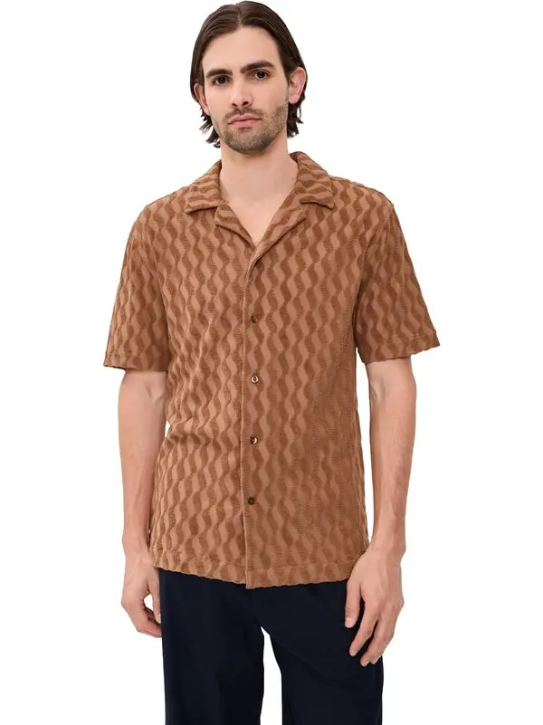 Frescobol Carioca Roberto Terry Jacquard Shirt - Caramel