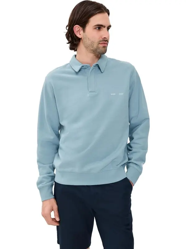 QUIET GOLF Monogram Washed Rugby Sweater - Blue