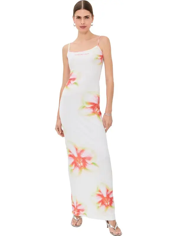 Casablanca Soft Ribbed Floral Maxi Dress - Glitch Orchid