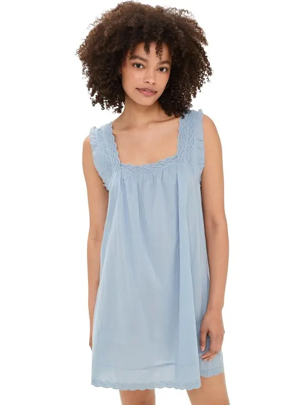 The Great. The Eyelet Mini Tank Dress - Rainwater