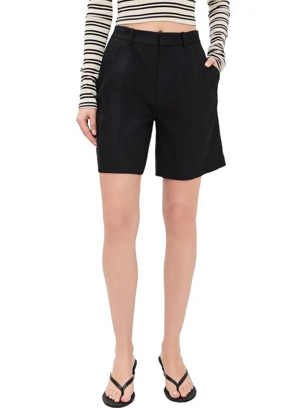 Alice + Olivia Conry Pleated Bermuda Shorts - Black
