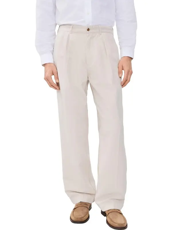 KNICKERBOCKER Canal Pleated Twill Cotton And Linen Trousers - Birch