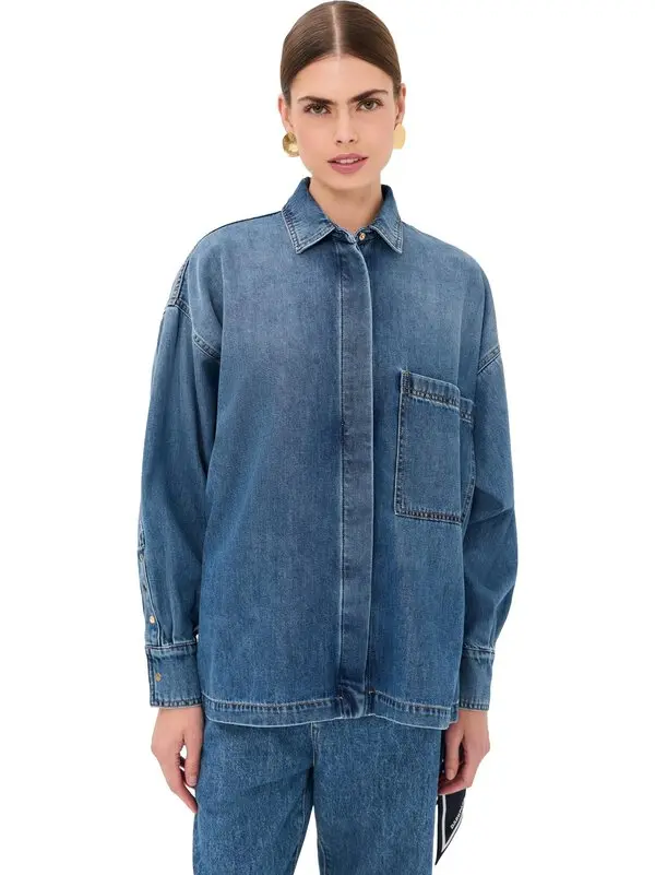 DARKPARK Paola Tencel Denim Wrapped Shirt - Blue Oslo