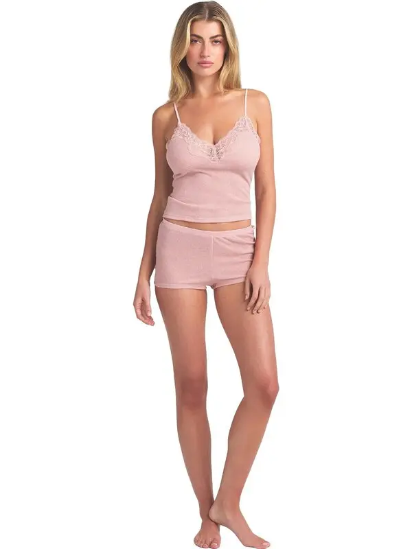 SKIMS Sheer Rib Cami Top And Short Set - Morganite