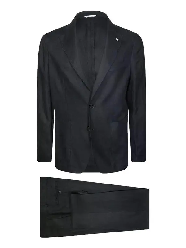 MANUEL RITZ Linen Single-breasted Suit - Blue