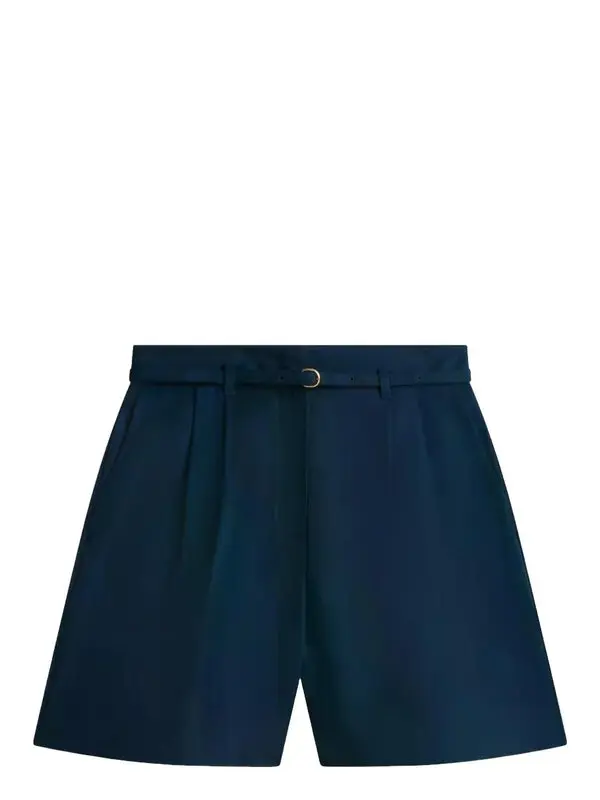 Tommy Hilfiger Belted Wide Leg Pleated Shorts - Blue