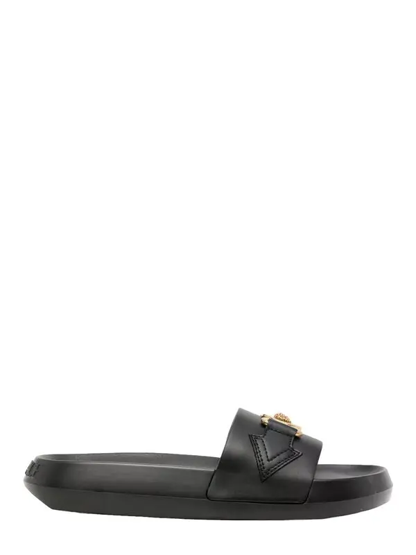 Versace Medusa Plaque Slides - Black